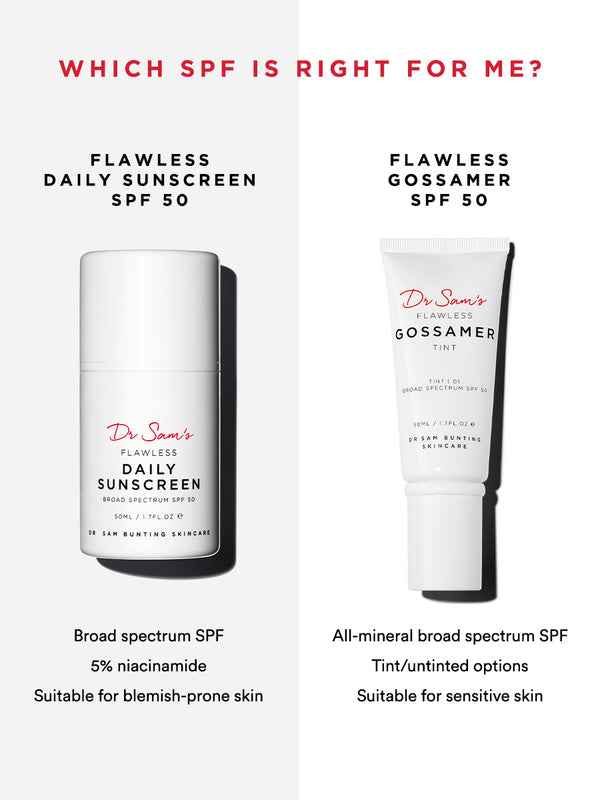 Flawless Gossamer Tint SPF 50 | Tinted Sunscreen | Dr Sam's