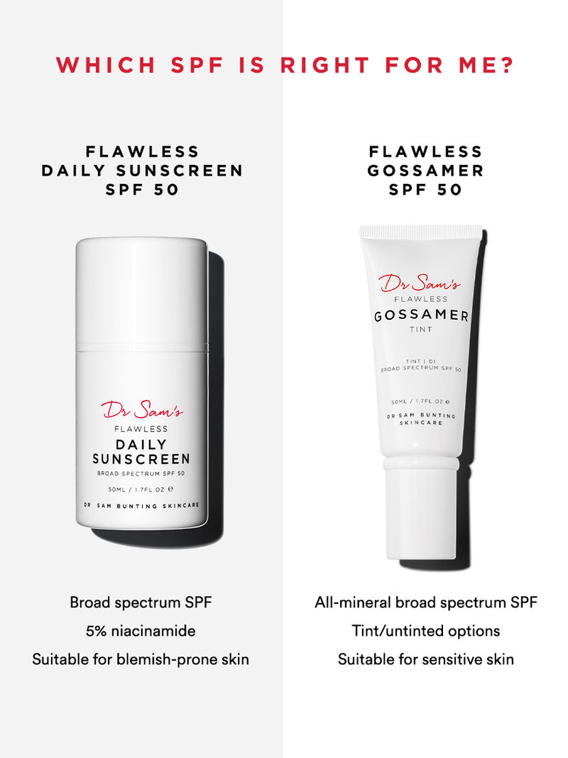 Flawless Gossamer Tint SPF 50 | Tinted Sunscreen | Dr Sam's